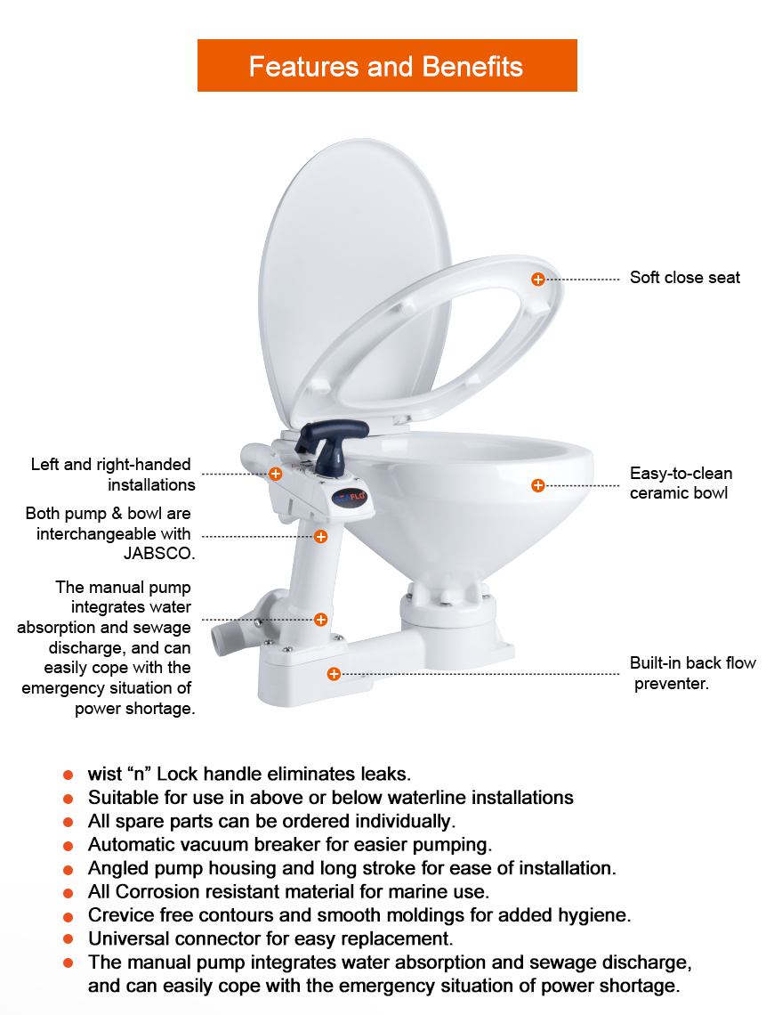 SEAFLO Outdoor Bathroom Shower Portable Marine Toilet Powerful Swirl ...