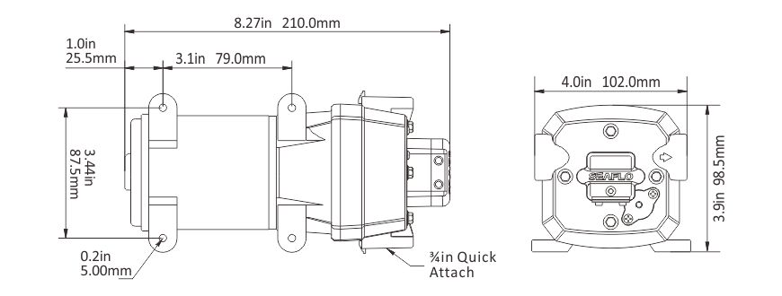 SEAFLO 4.5 GPM 40PSI Diaphragm Pump 12 Volt DC Water Pressure Pump with ...