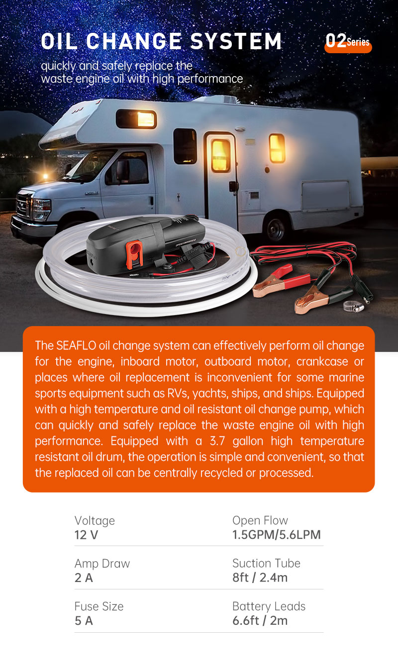 SEAFLO 02 Series 1.5 GPM engine oil change kit DC 12v portable oil ...