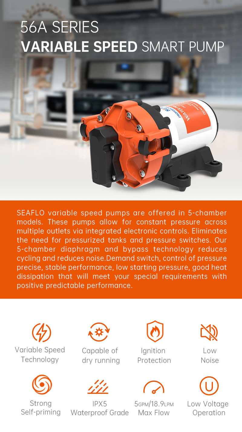 SEAFLO 12V 24V Small DC Water Pump 5.0GPM Variable Speed Diaphragm Pump ...