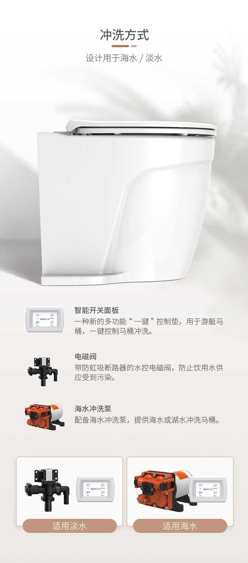 厂家直销赛福乐豪华游艇电动马桶12V/24V直流智能静音电动马桶-福建爱的电器有限公司