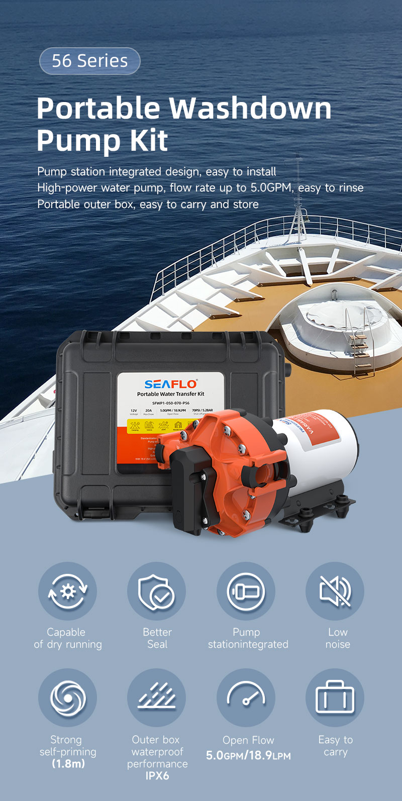 56 Series Portable Washdown Pump Kit-SEAFLO