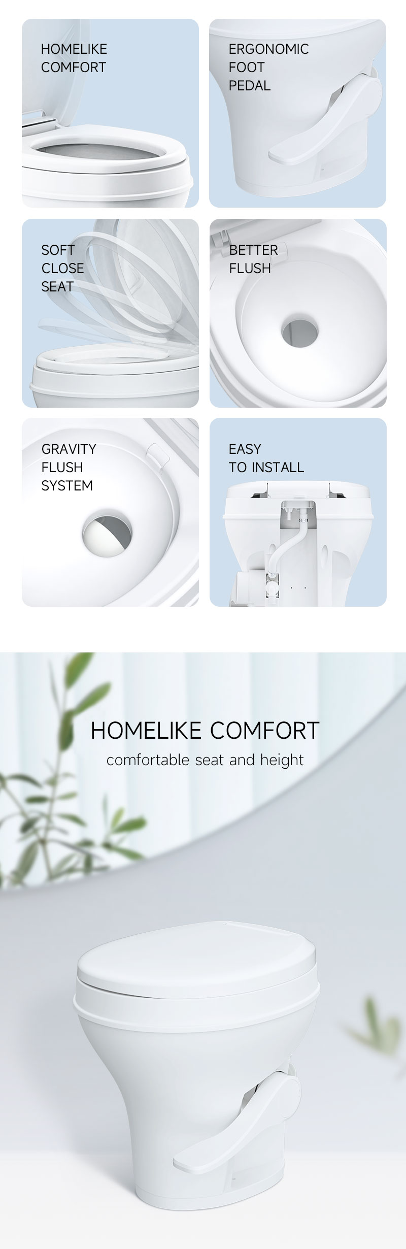 Residential Height RV Toilet-SEAFLO